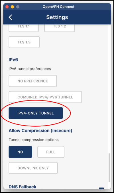 OpenVPN ConnectでIPv6を無効にする方法を教えてください