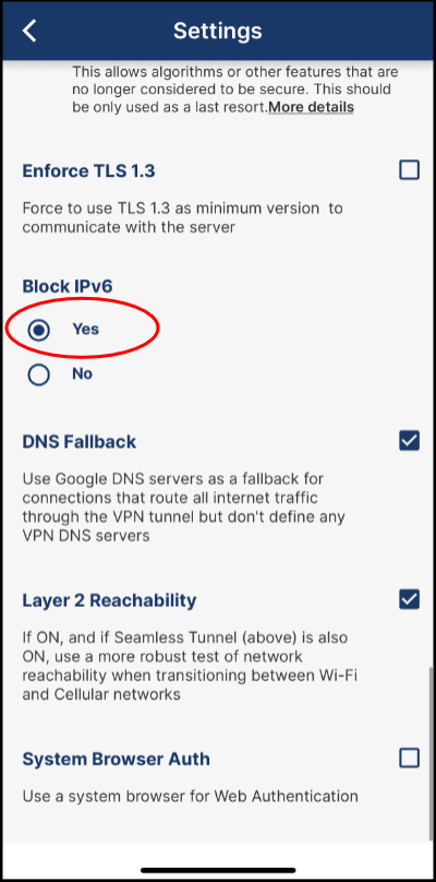 OpenVPN ConnectでIPv6を無効にする方法を教えてください